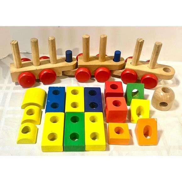 Melissa & Doug | Toys | Melissa Doug Wooden Stacking Train Blocks ...